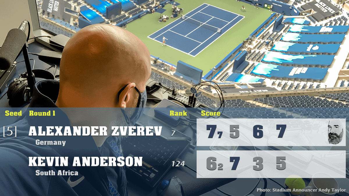 Announcer. US Open 2020. Round-1: Alexander Zverev