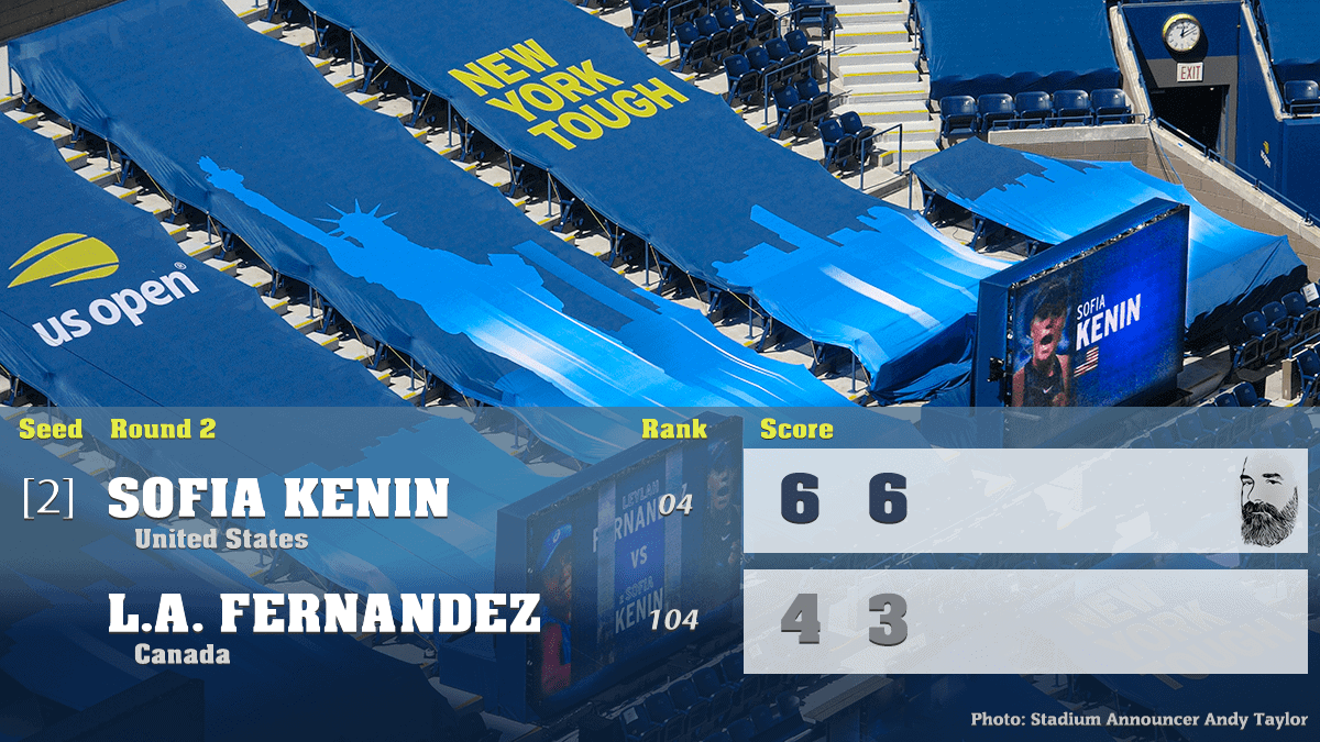 Announcer. US Open 2020. Round-2: Sofia Kenin (USA)